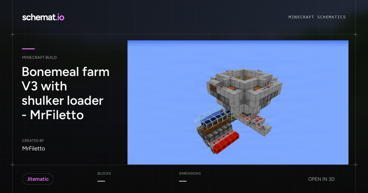 Bonemeal farm V3 with shulker loader - MrFiletto - Schemat.io